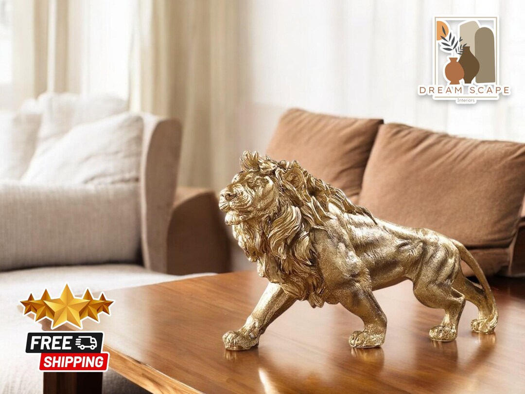 Resin Lion Statue | Animal Sculpture for Home & Office Decor | Desktop ...