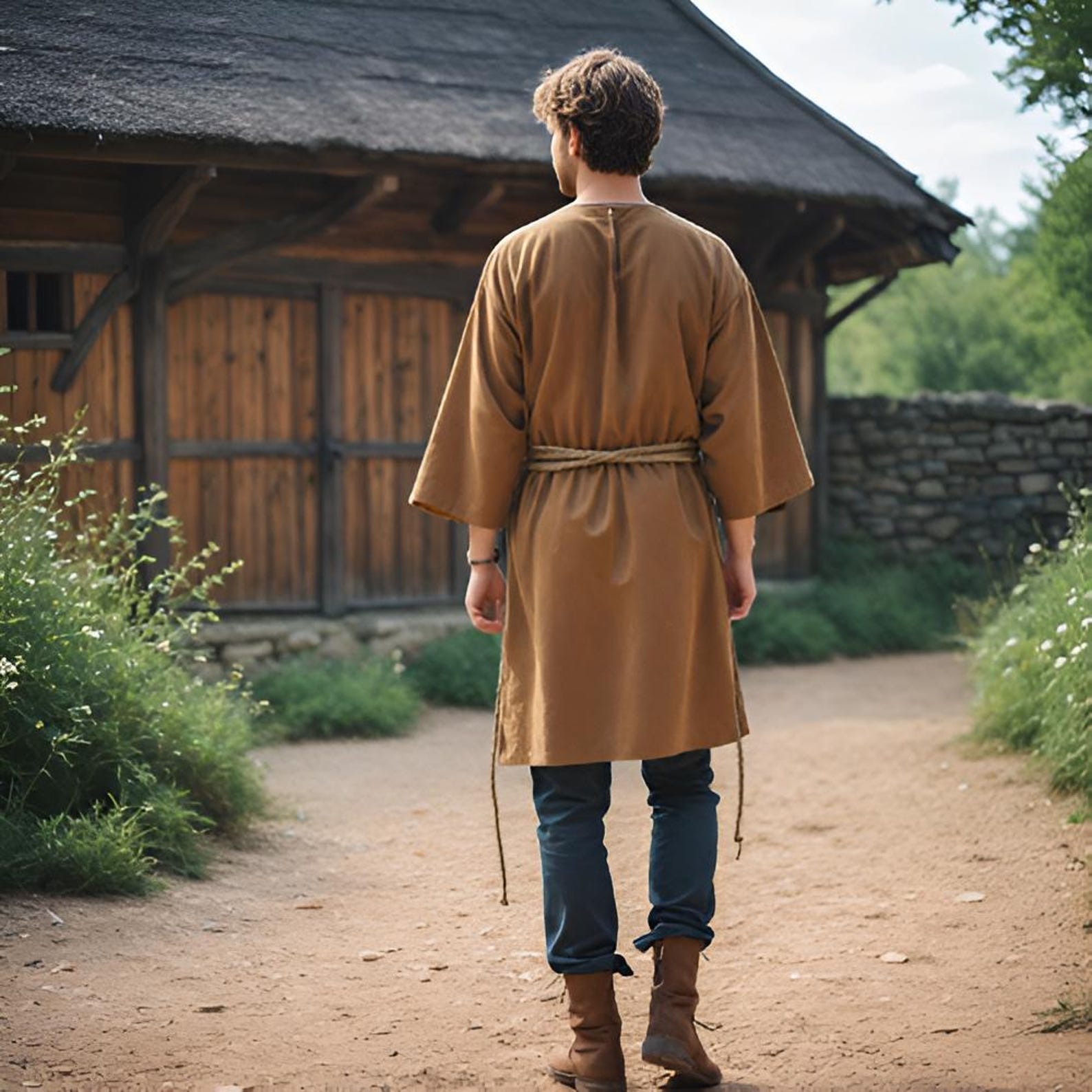 Rustic Copper Linen Medieval Tunic Men's Simple Renaissance Costume ...