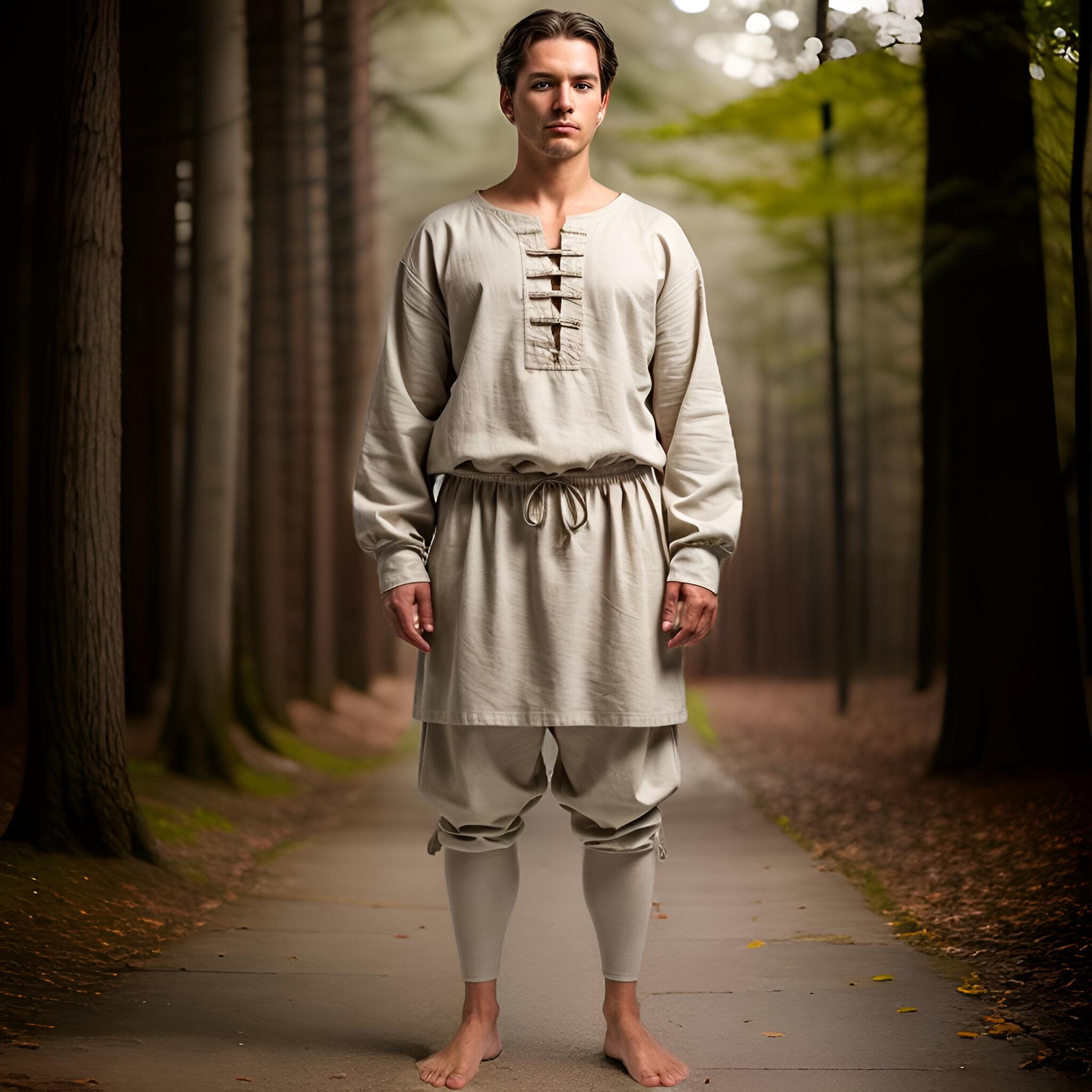 Medieval Renaissance Men's Tunic Linen Viking Cosplay Costume Norse ...