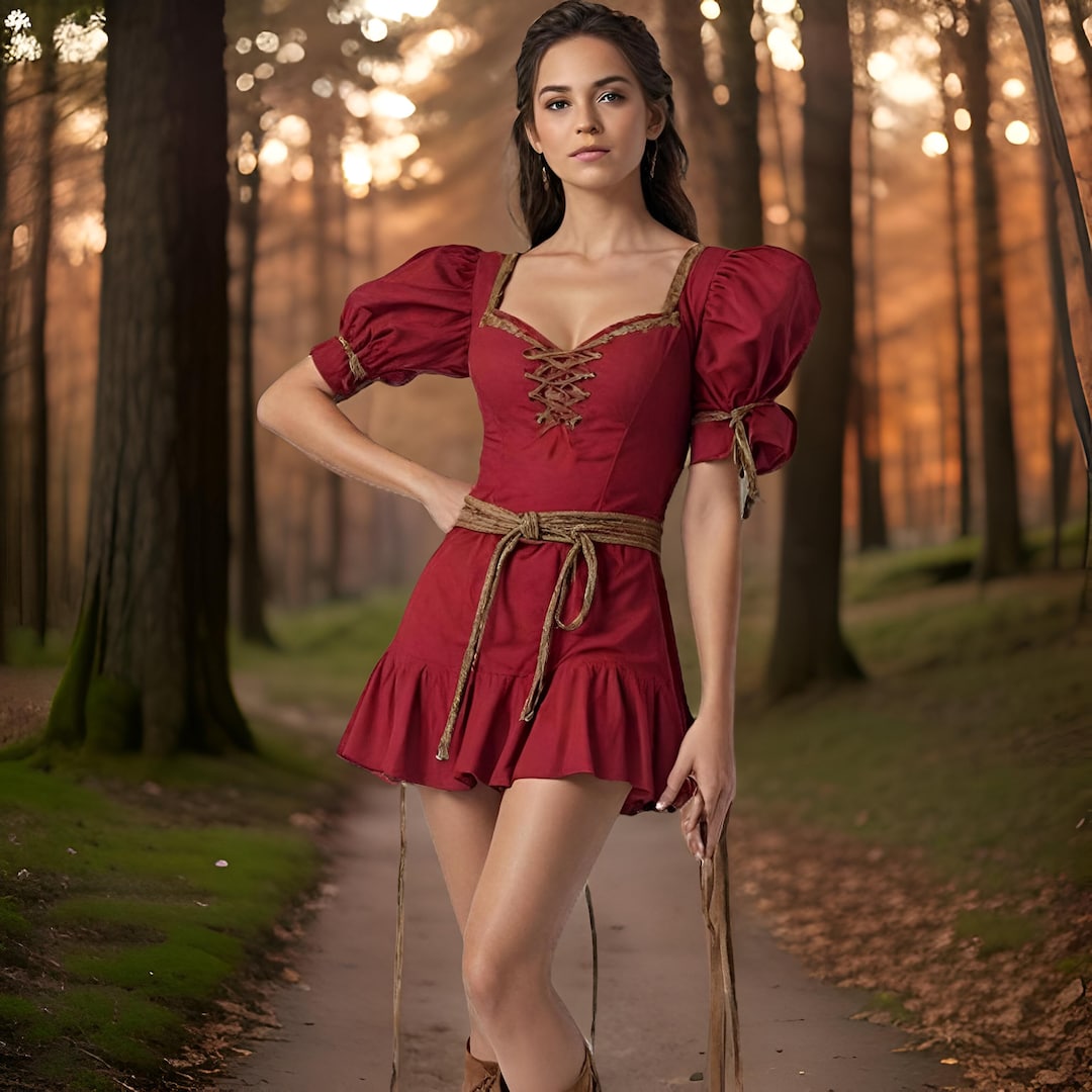 Historical Renaissance Red Costume Women's Medieval Festival Outfit ...