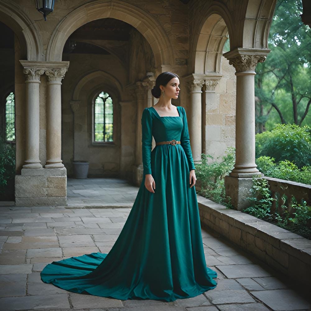 Elegant Emerald Green Medieval Gown | Exquisite Renaissance Dress ...