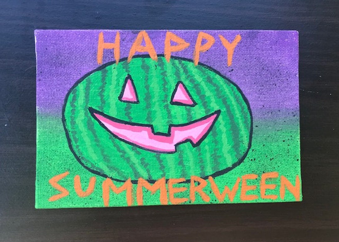 Happy Summerween Original Art Acrylic Painting Halloween Spooky Home ...