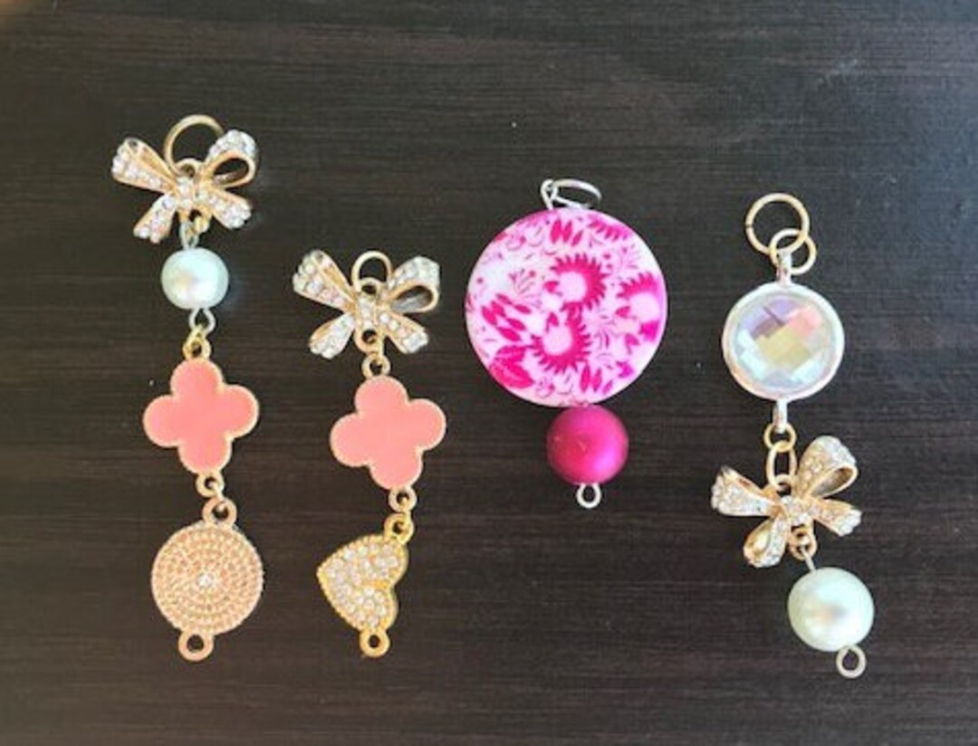 Pink Sweet Lolita Hime Gyaru Faux Gold Pearl Bow Heart Pendant Lot ...