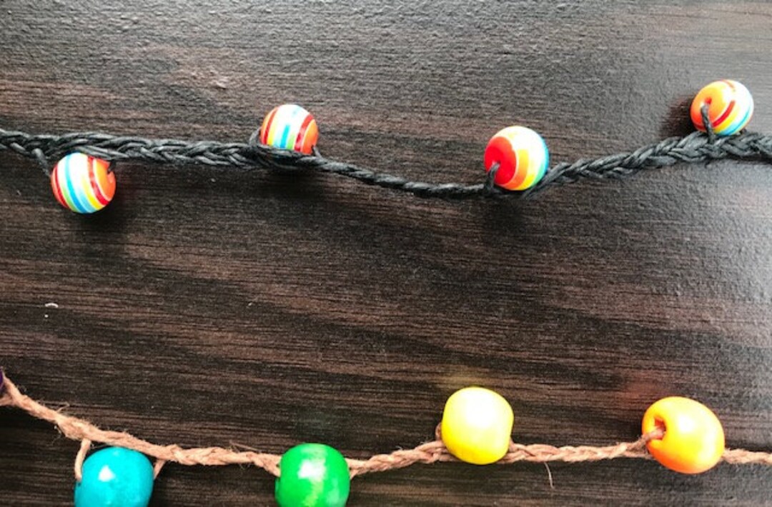 Handmade Hemp Braided Cord LGBTQIA Pride Month Rainbow Beaded Bracelet ...