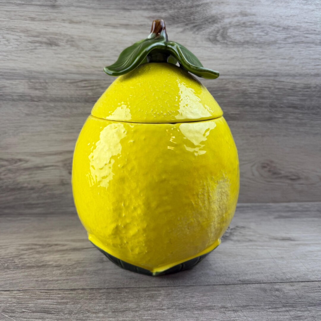 Large Vintage Lemon Cookie Jar 11.5” Tall Ceramic Fruit Kitchen ...