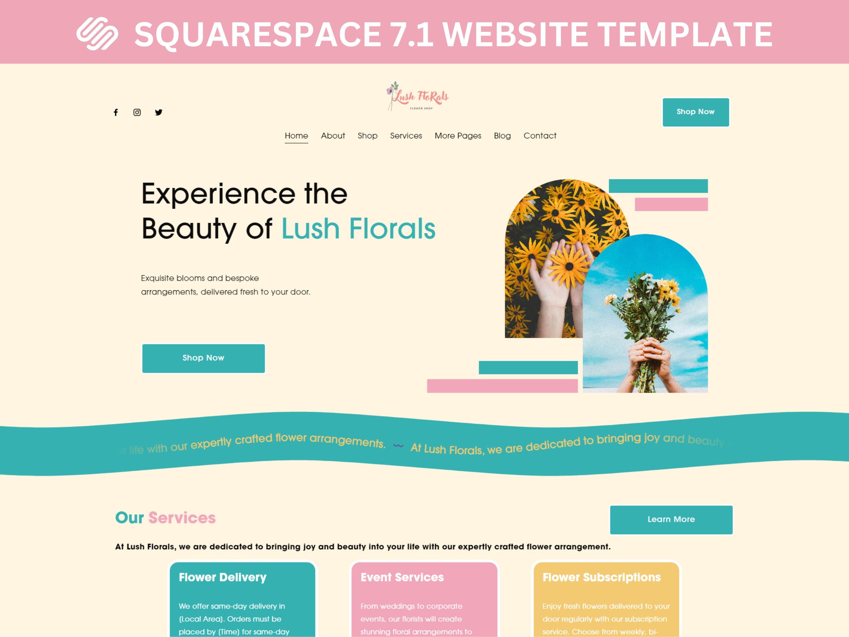 Colorful Squarespace Template for Flower Shop, Agencies, Coaching, E ...