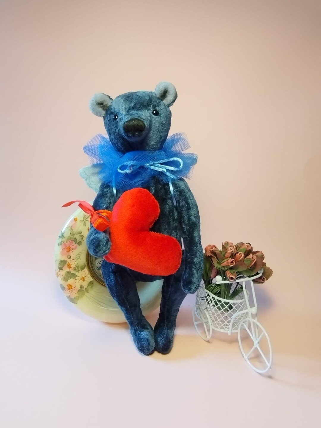 Teddy Bear Angel Blue Velor With Heart. Soft Toy in Teddy Traditions ...