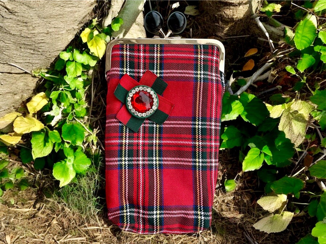 Small Scotch Tartan Purse|vintage Style Bag|kiss Lock Handbag| Phone ...