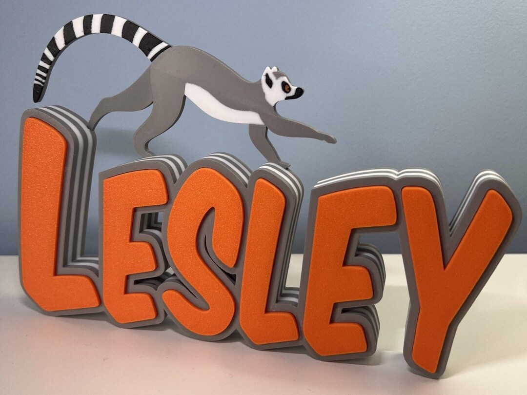 Lemur Personalised Name Sign With Colour Options, Custom Name Plate ...