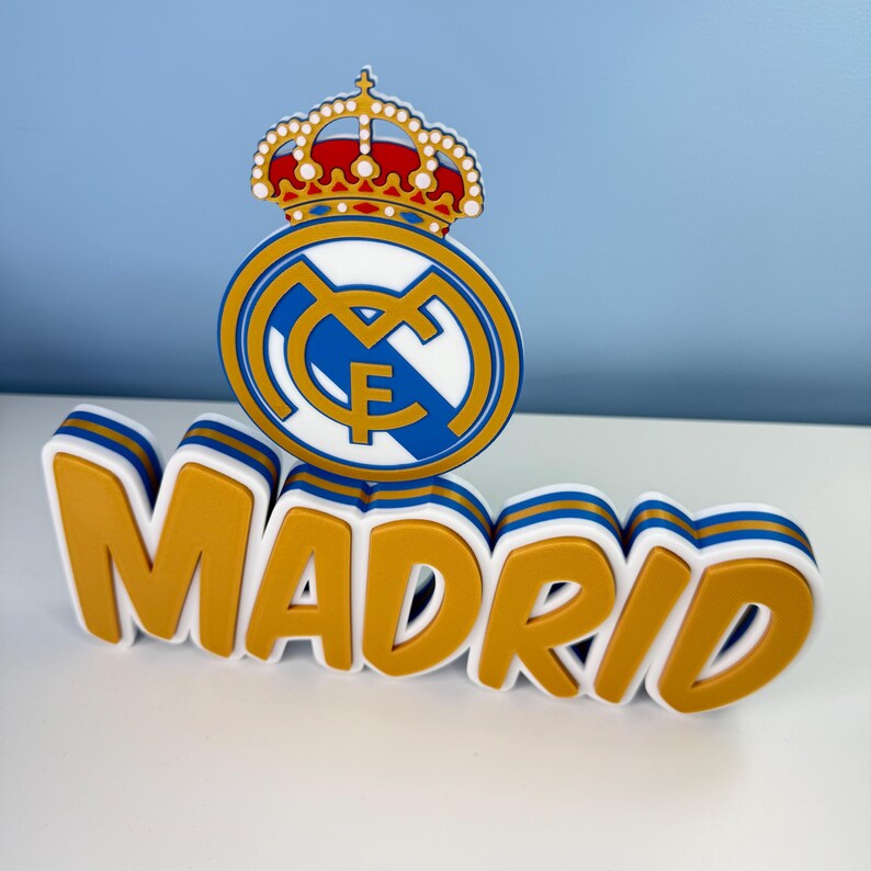 Personalized Real Madrid 3D Printed Name Plate | Soccer Fan Gift - Etsy