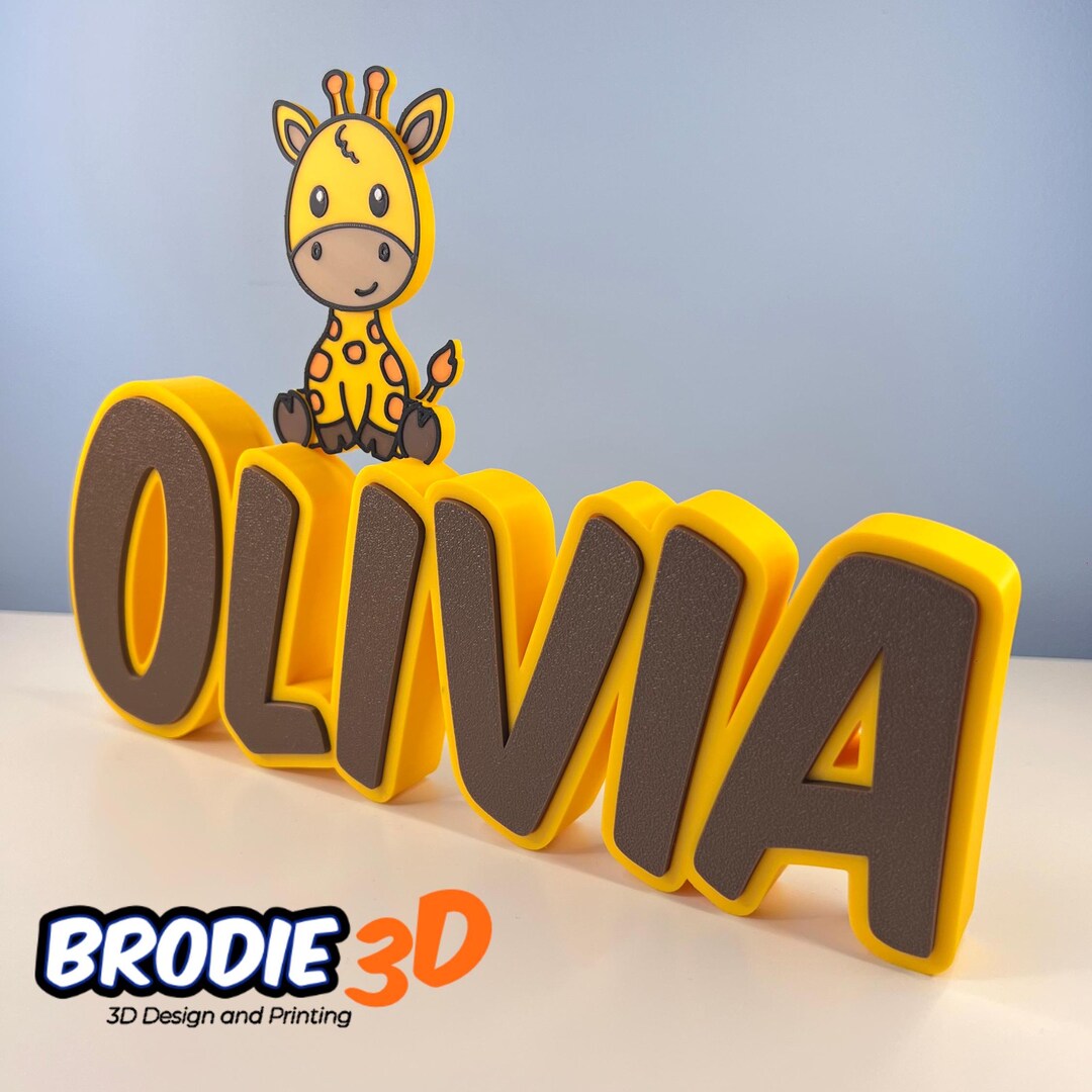 Custom Giraffe Name Sign | 3D Printed Nursery Decor - Etsy