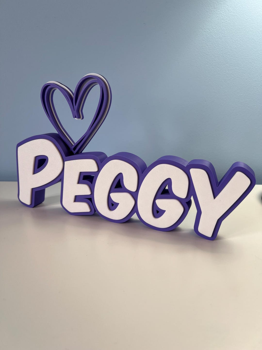 Personalized Love Heart Name Sign, Custom Desk Plaque, 3D Printed - Etsy