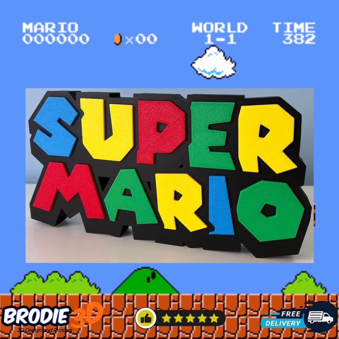 Personalised Super Mario Bros Name Sign, Kids Room Custom Name Plate ...