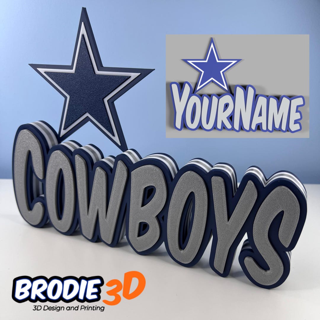 Personalised 3D Printed Dallas Cowboys Name Plate | Custom NFL Fan Gift ...