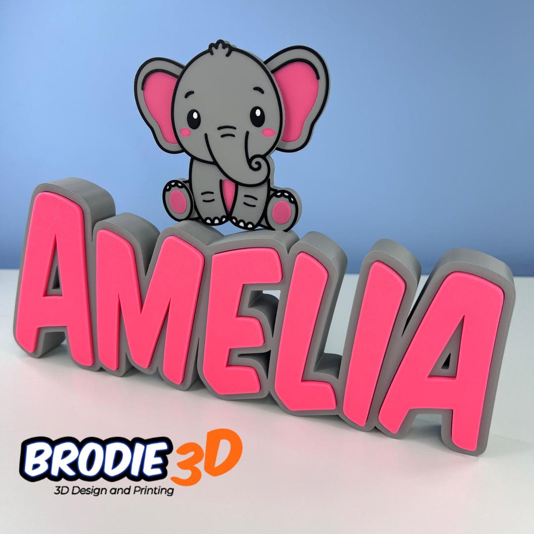 Custom Baby Elephant Name Sign | 3D Printed Nursery Decor ...