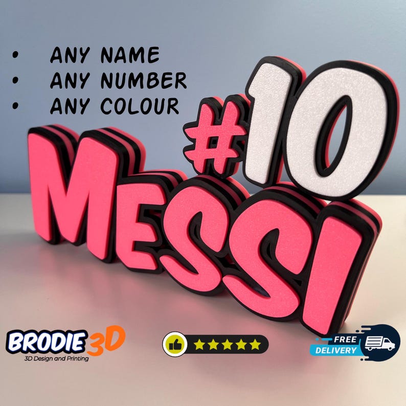 MESSI 10 or Any Name-any Number-any Colour Personalised Name Sign ...