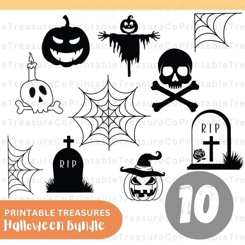 Bundled Black and White Halloween Svg, Halloween, Cricut Silhouette Png ...