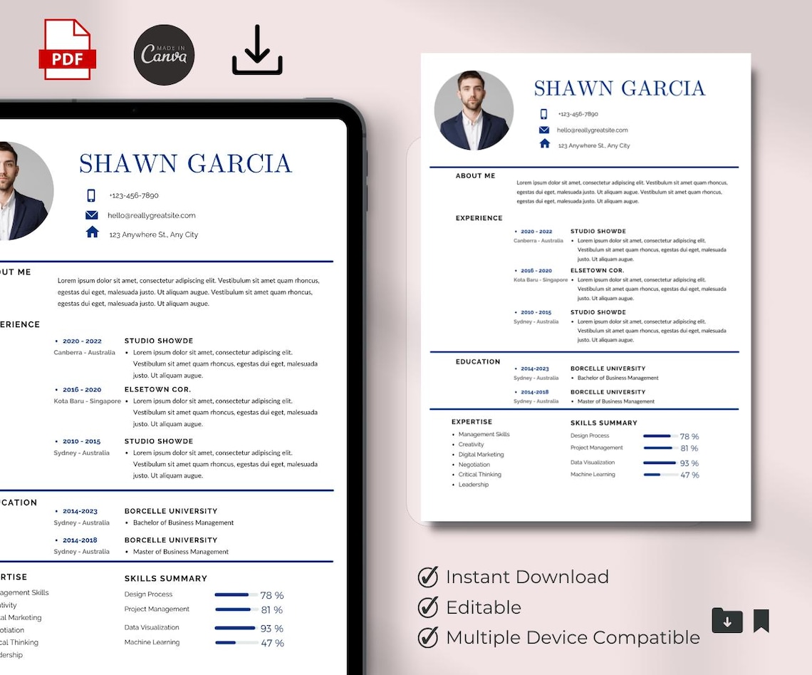 Creative Design Resume Template, Classic CV Template, Formal Design ...