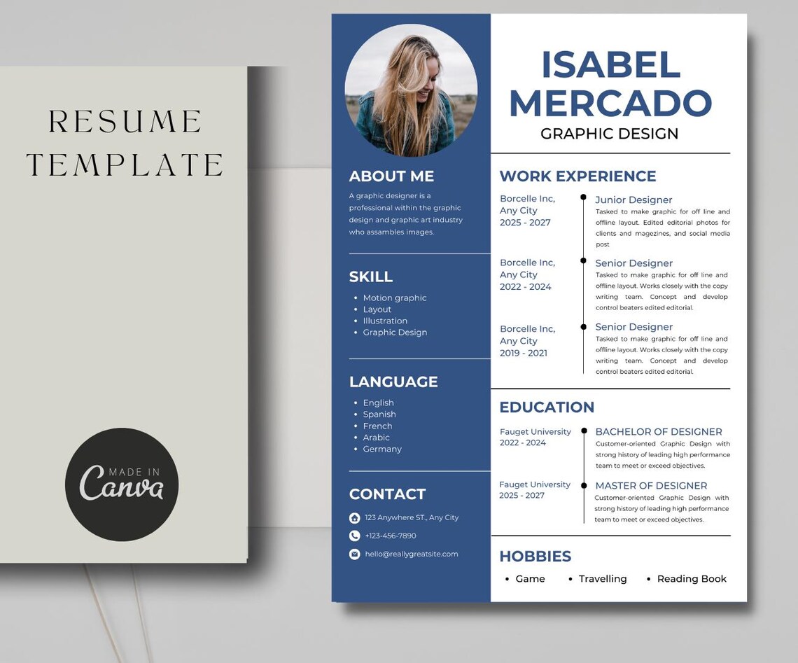 Creative Resume Template Canva Professional CV Template Modern Creative ...