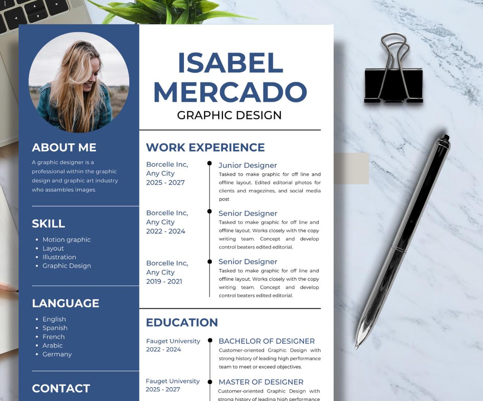 Creative Resume Template Canva Professional CV Template Modern Creative ...