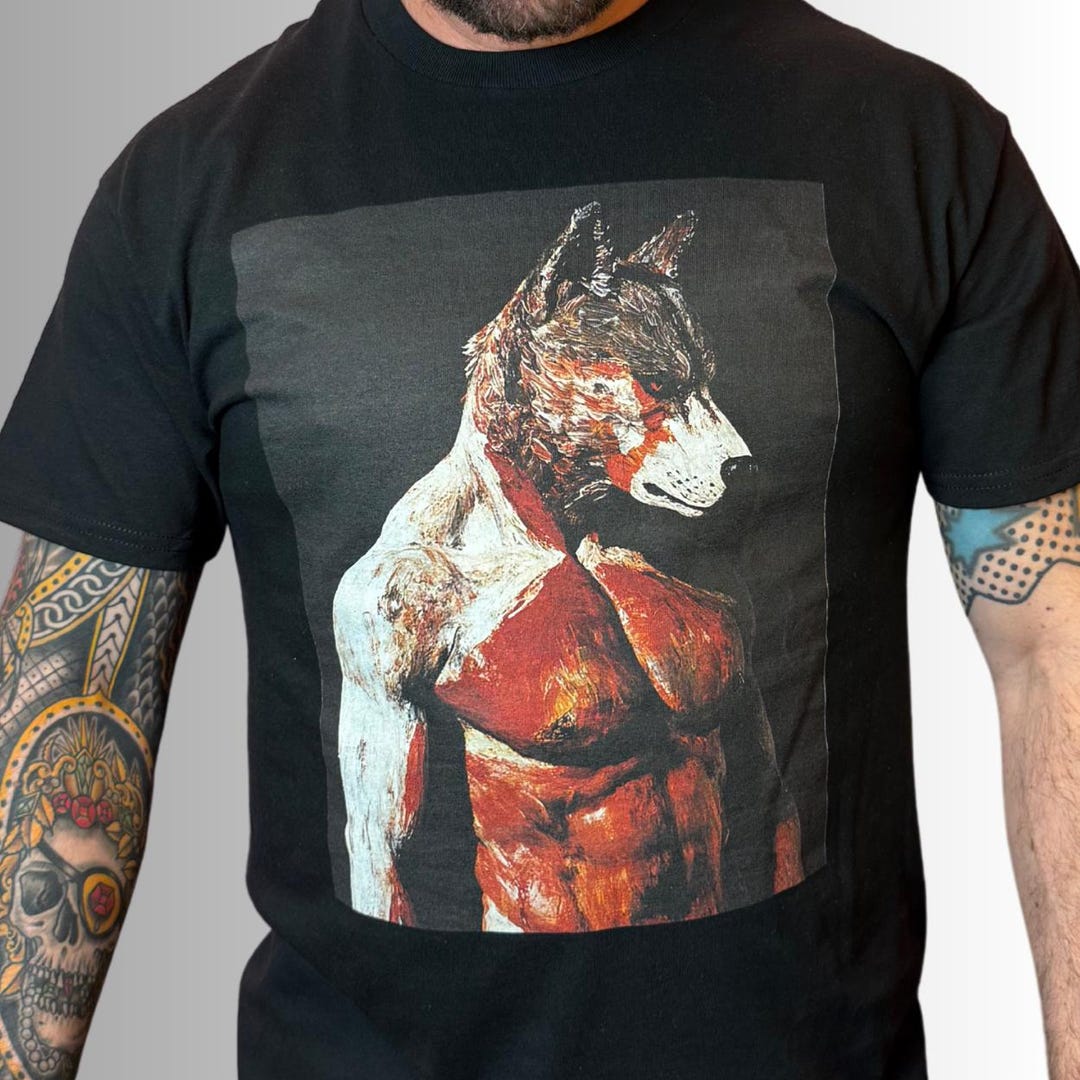 Werewolf Furry Art Shirt | Buff Wolf Muscle Tee | Dark Fantasy Shifter ...
