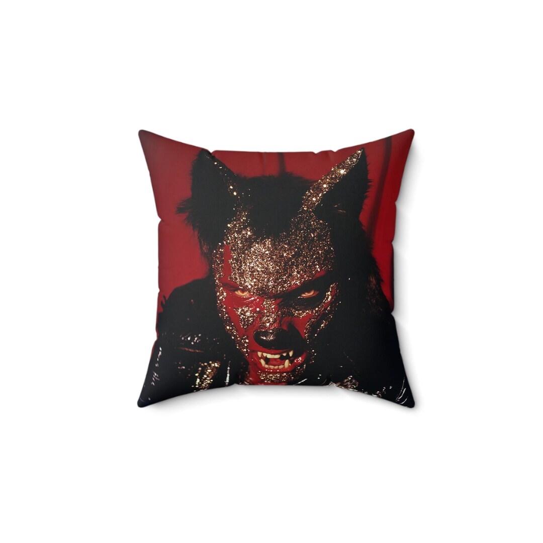 Halloween Horror Pillow | Gothic Werewolf Cushion | Spooky Glitter ...