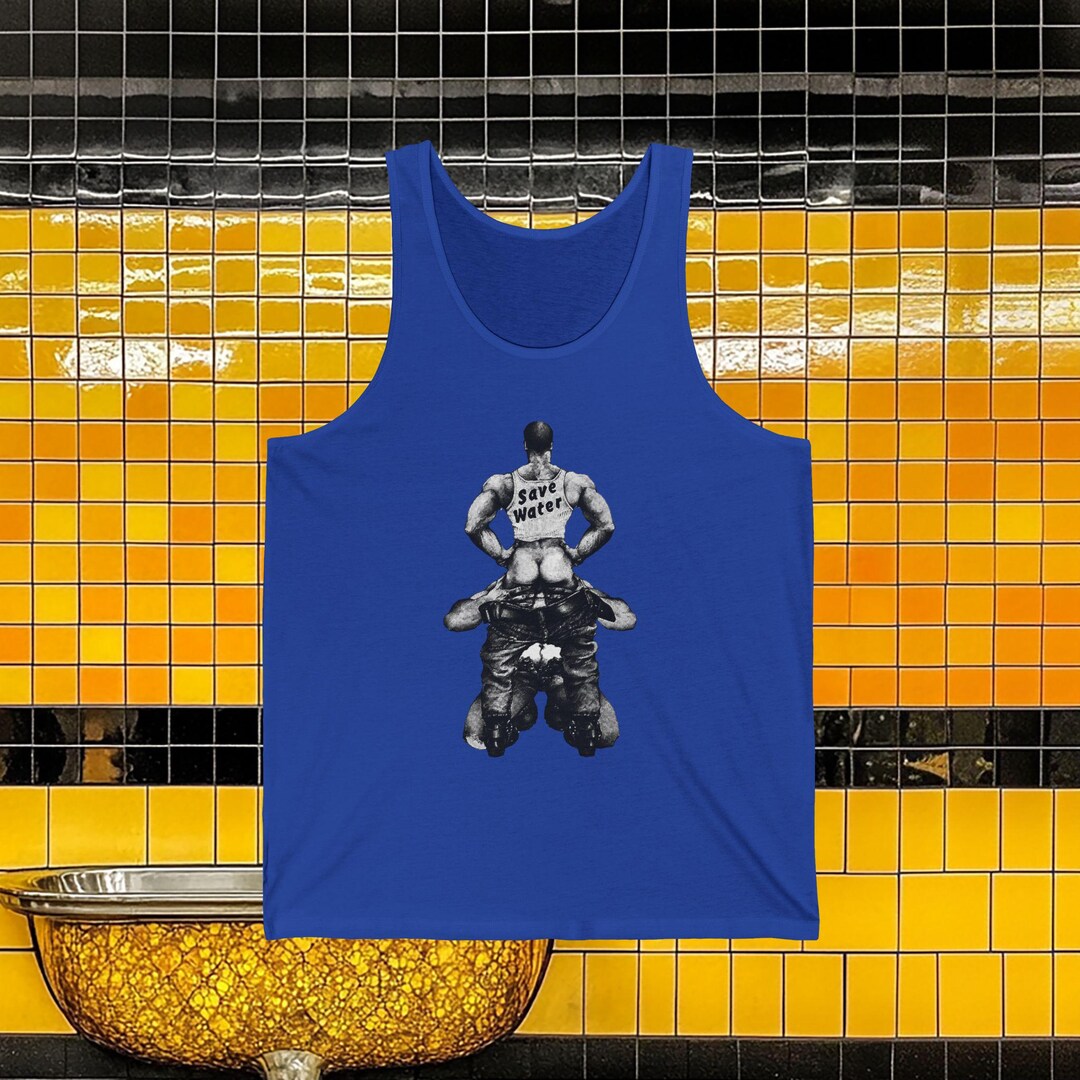 Save Water Vintage Gay Men Tank Top Leather Pride BDSM Watersports ...
