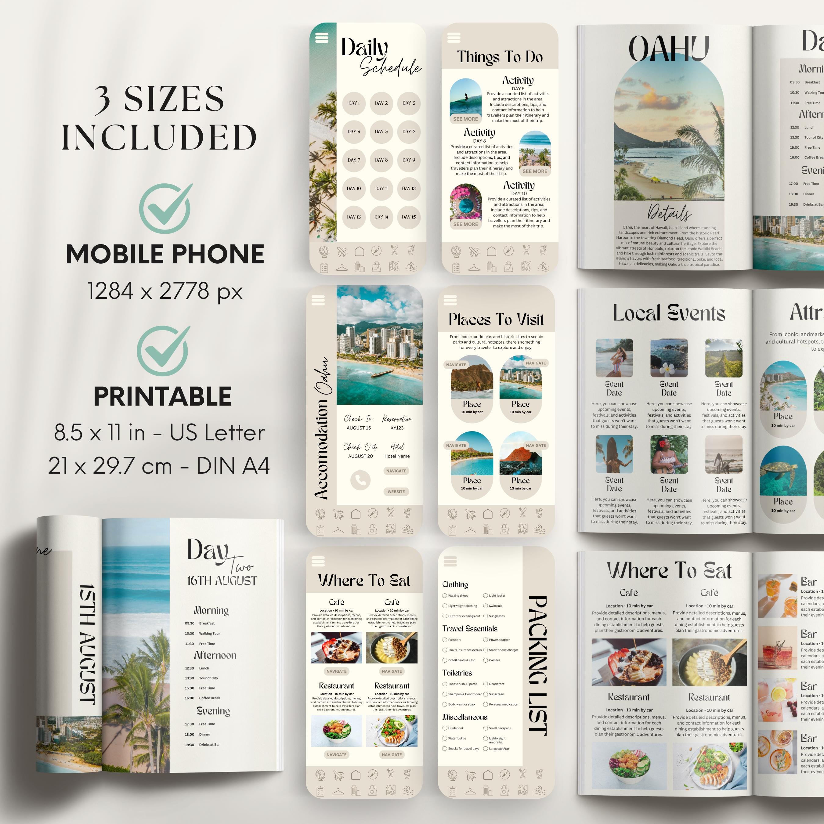 Editable Travel Itinerary Template: 40-page Digital + Printable Travel ...