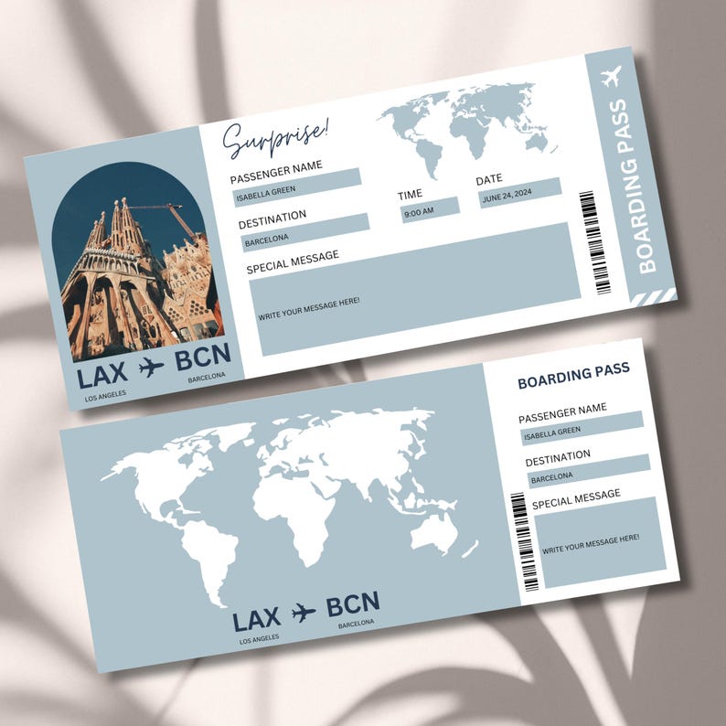 Boarding Pass Printable Template, Gift Fake Flight Ticket, Boarding ...