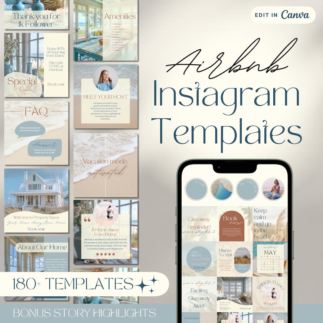 Airbnb Instagram Post Template, Social Media Airbnb Host Bundle, VRBO ...