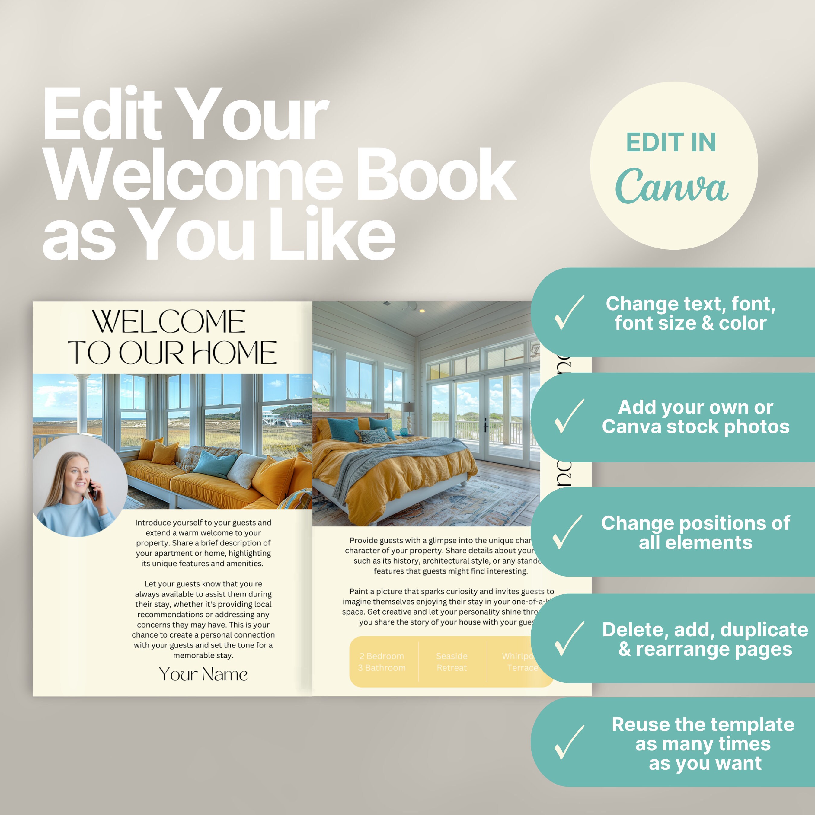 Airbnb Beach House Welcome Book Template Short Term Vacation Rental ...