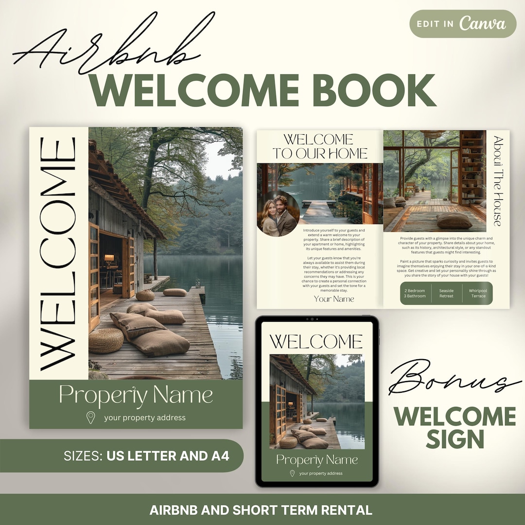 Airbnb Lake House Welcome Book Template Short Term Vacation Rental ...