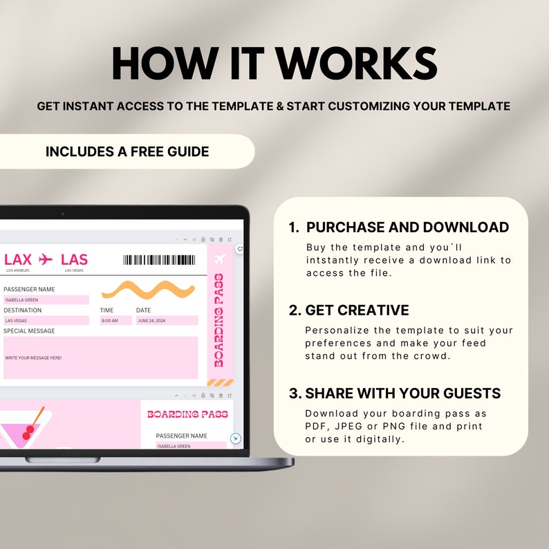 Printable Boarding Pass Gift Fake Boarding Ticket Custom Boarding Pass ...