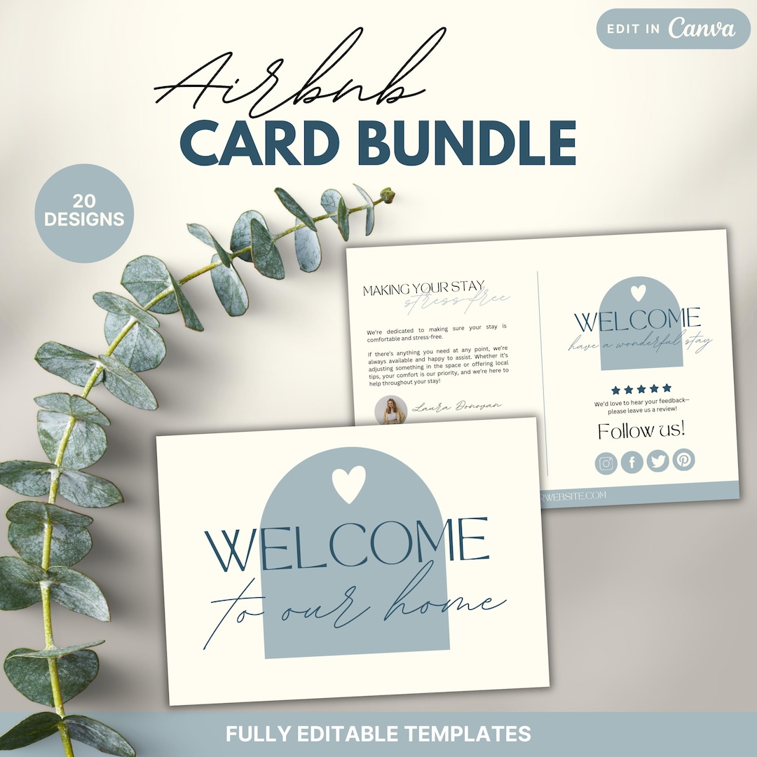 Airbnb Welcome Card Template: Guest Thank You Notes (din A6) (digital ...