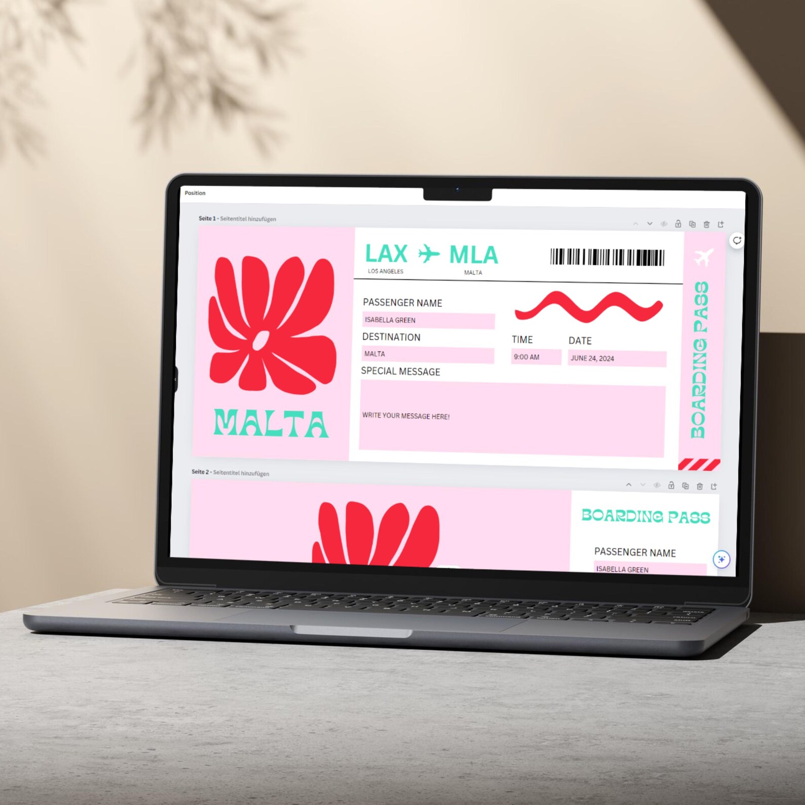 Malta Boarding Pass Printable Template, Gift Fake Flight Ticket ...