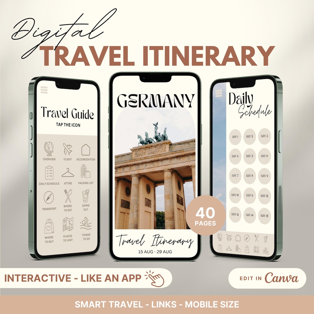 Germany Travel Itinerary Digital Template Travel Planner Schedule Trip ...