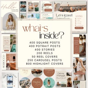 2500 Travel Instagram Templates: Travel Agent & Blogger Social Media ...