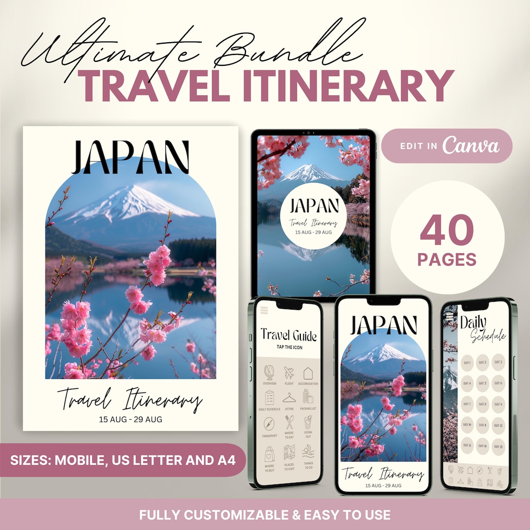 Bundle Japan Travel Itinerary Template, Japan Travel Planner, Mobile ...