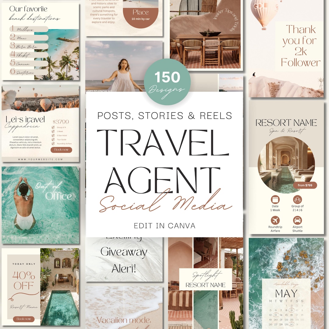 Travel Instagram Templates: Social Media Posts, Stories, Reels (canva ...