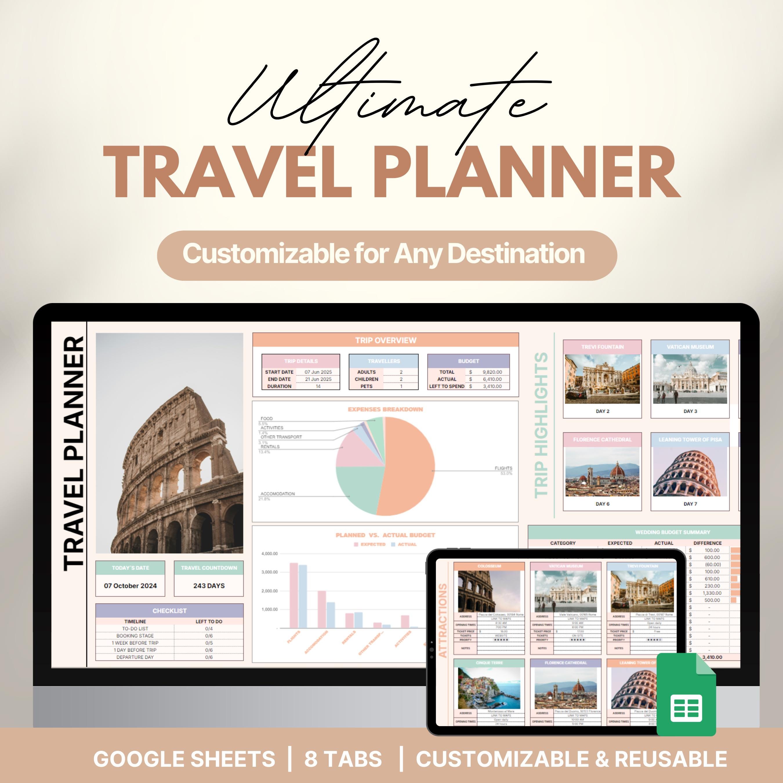 Google Sheets Travel Planner: Itinerary, Budget, Packing List (digital ...