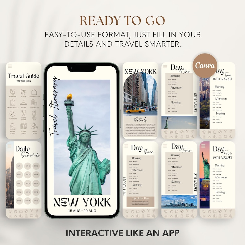 NYC Travel Itinerary Template: 35-page Trip & Vacation Planner Digital ...