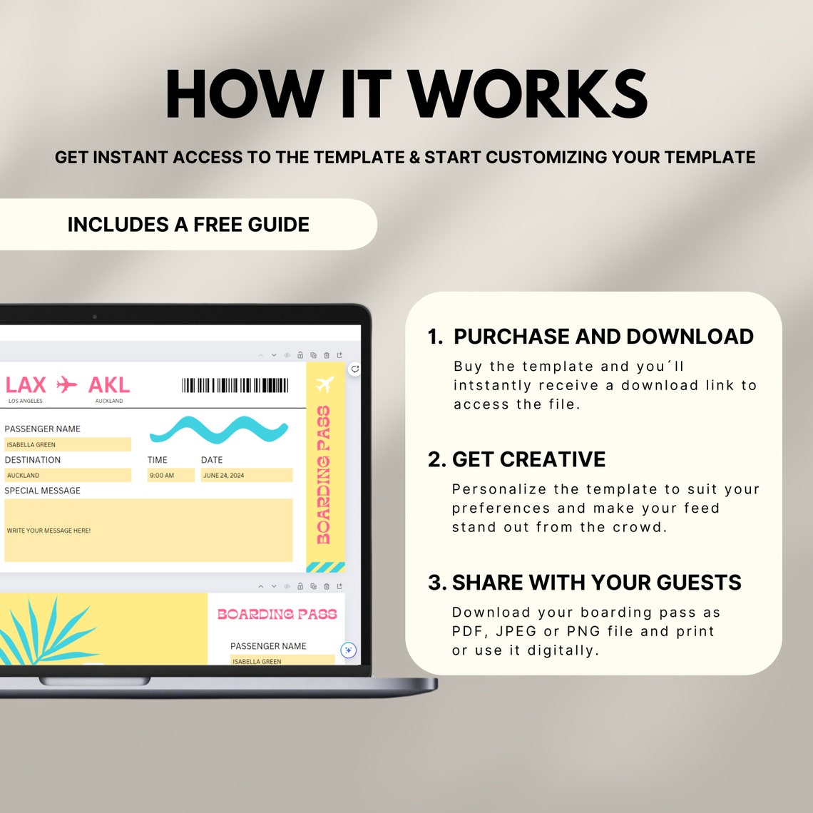 Printable Boarding Pass Gift Fake Boarding Ticket Custom Boarding Pass ...