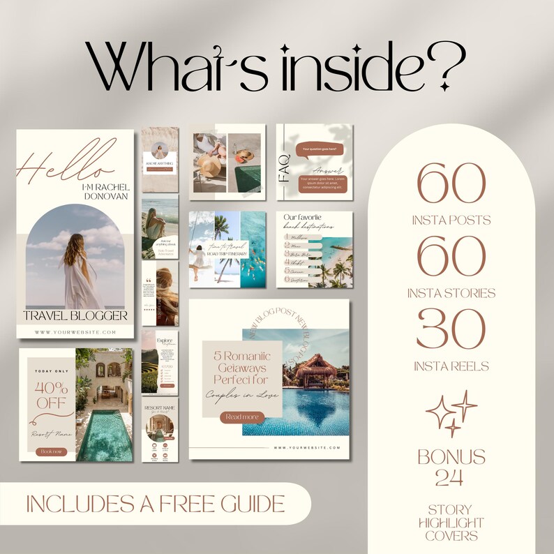 Travel Instagram Templates: Social Media Posts, Stories, Reels (canva ...