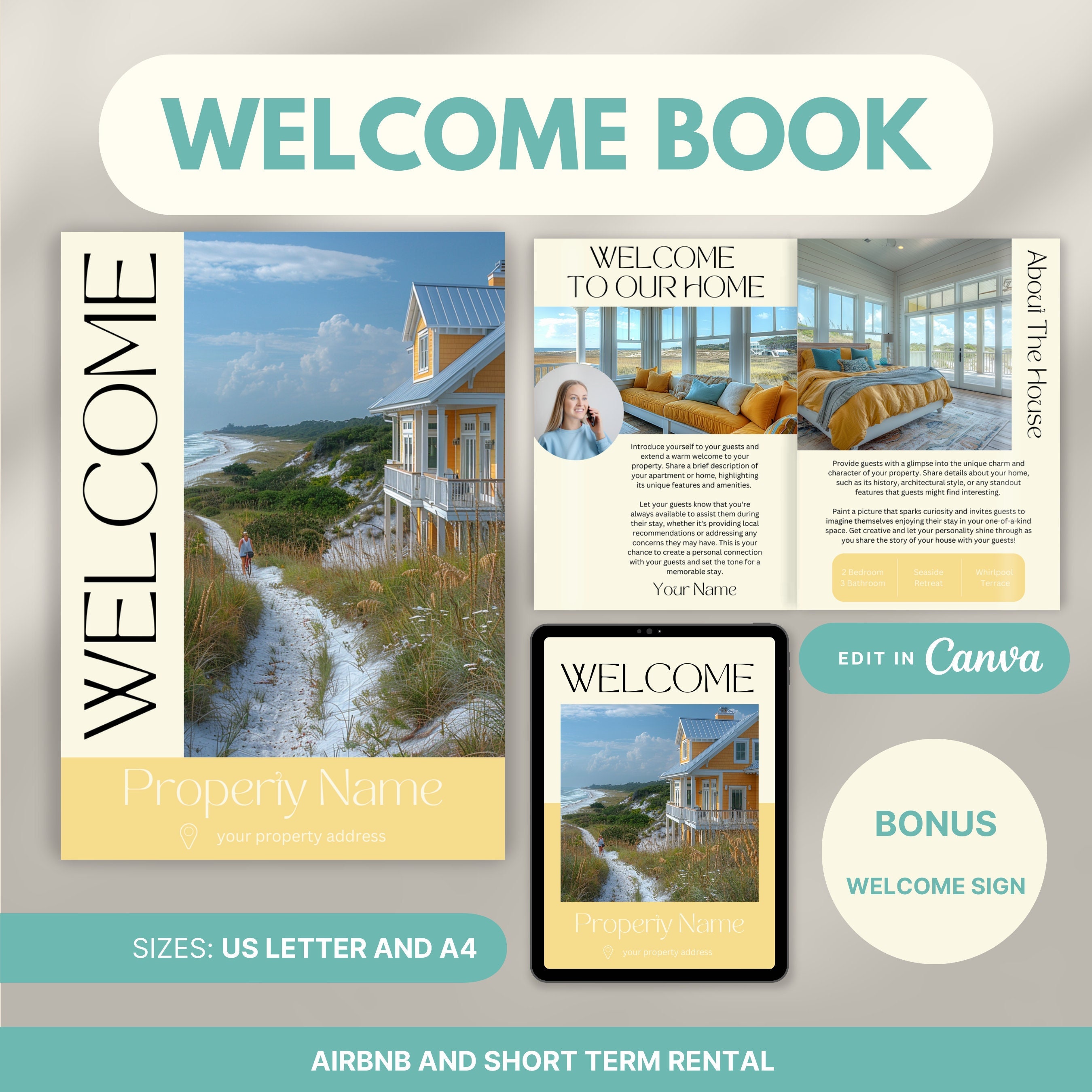 Airbnb Beach House Welcome Book Template Short Term Vacation Rental ...