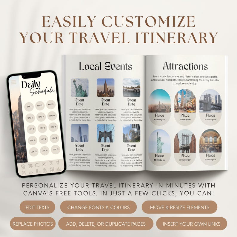 NYC Travel Itinerary Template: 35-page Trip & Vacation Planner Digital ...
