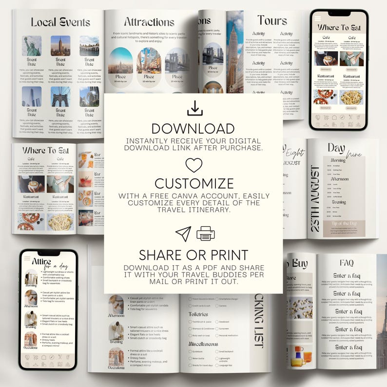 NYC Travel Itinerary Template: 35-page Trip & Vacation Planner Digital ...