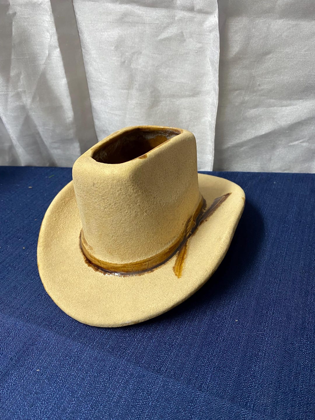 Vintage Tan Cowboy Hat Planter - Etsy
