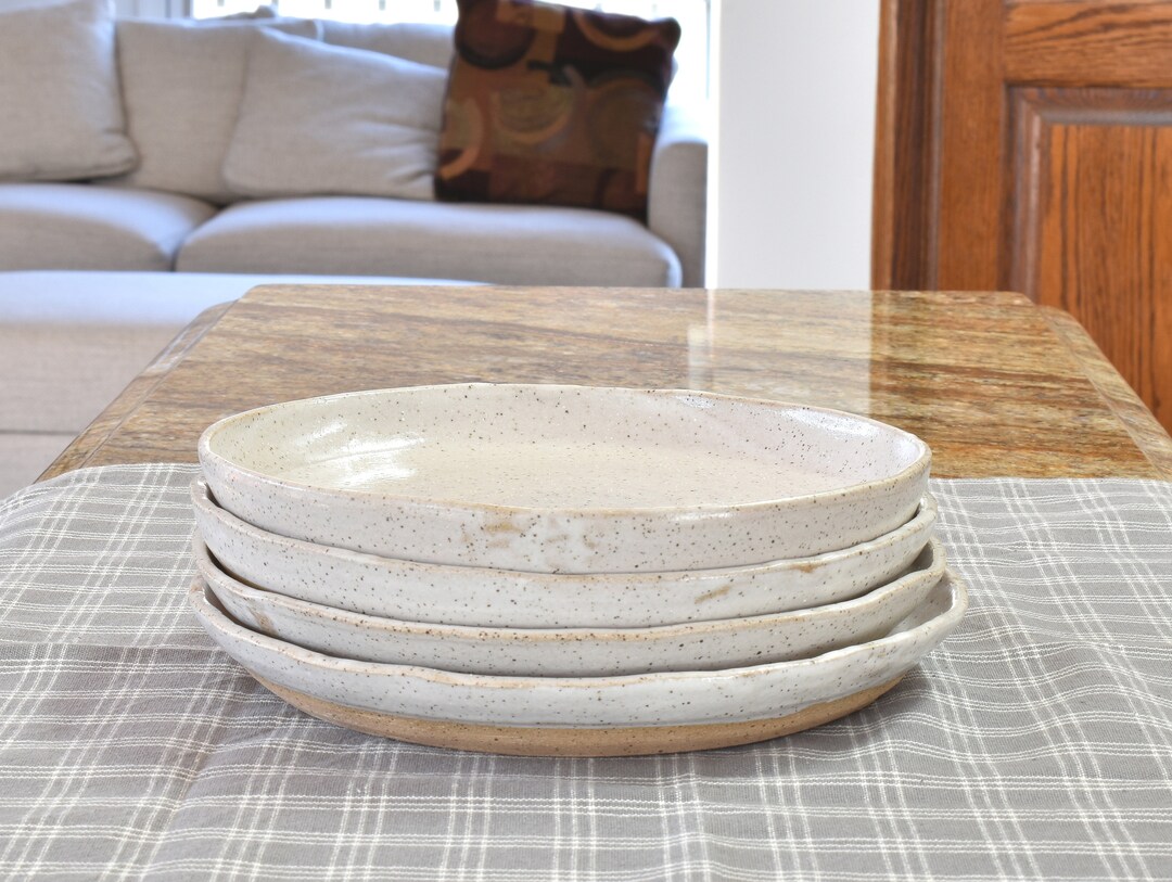 Ships Now 9 1/2 Inch Pottery Plate Set, Four 4 Organic Handmade ...