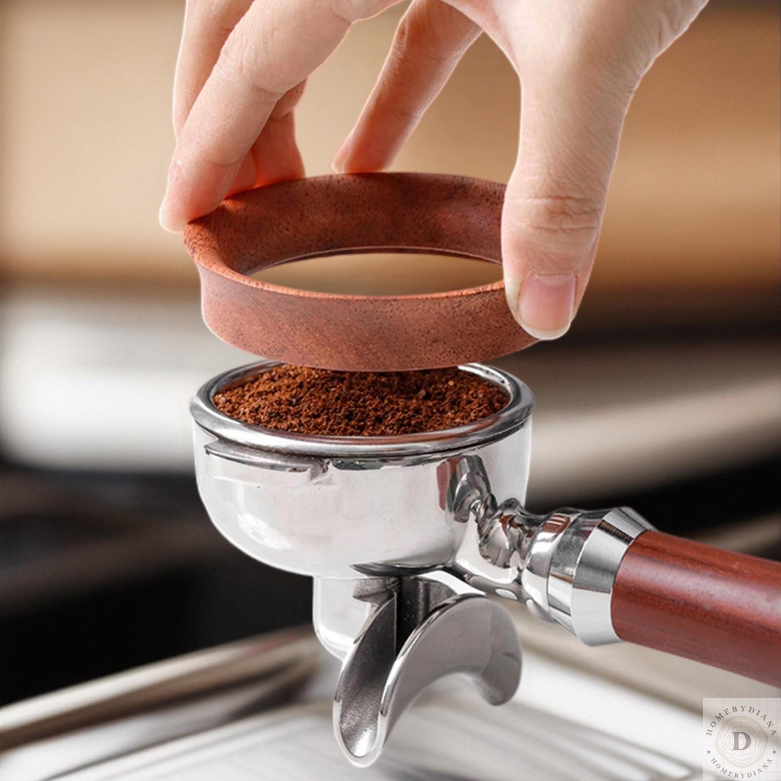 51/58mm Wood Espresso Dosing Funnel Coffee Dosing Ring Portafilter Bowl ...