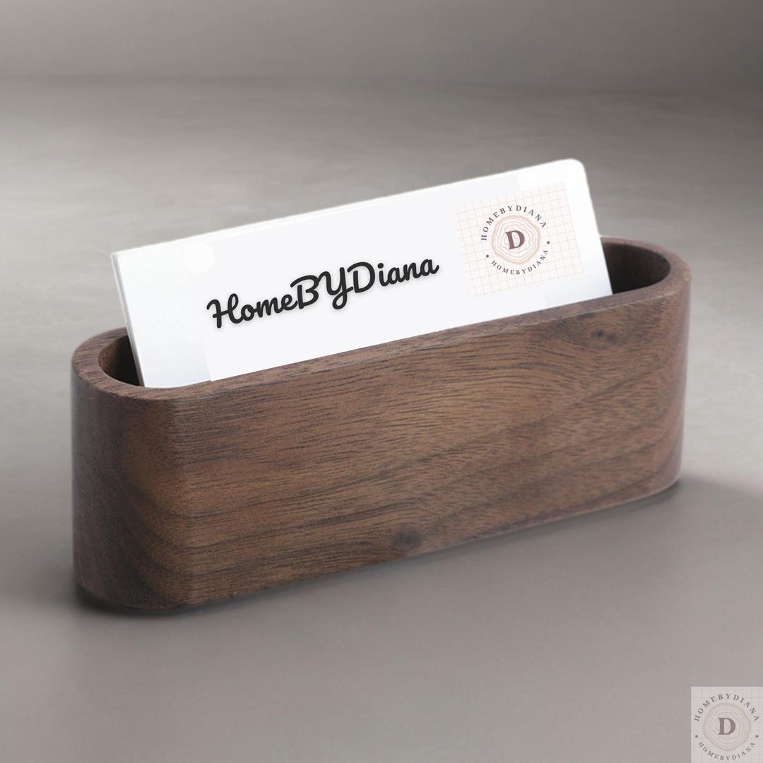 Wooden Business Card Holder Stand | Office Card Display Organizer ...